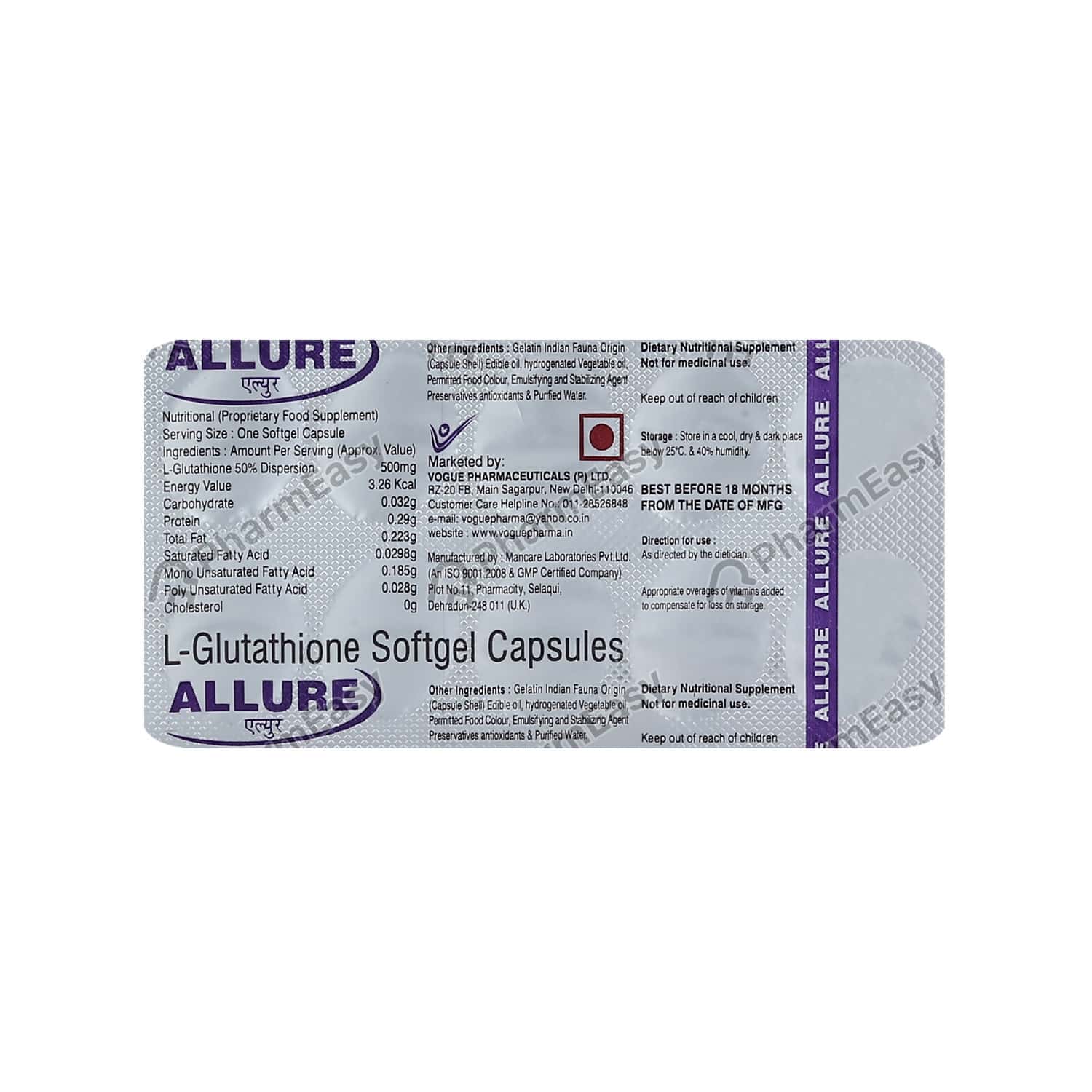 Buy Allure 500 MG Capsule (10) Online at Flat 15% OFF | PharmEasy