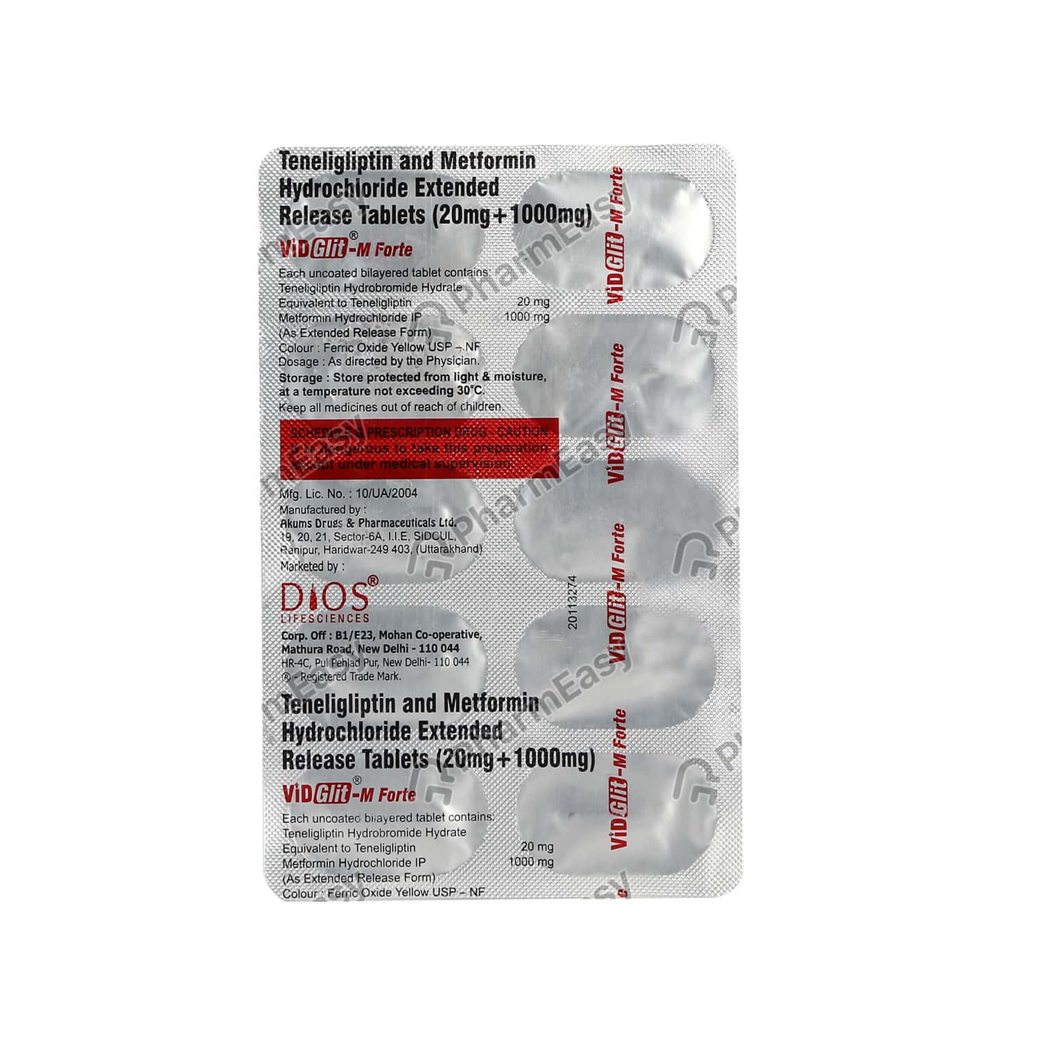 Vidglit M Forte Strip Of 10 Tablets - Uses, Side Effects, Dosage ...