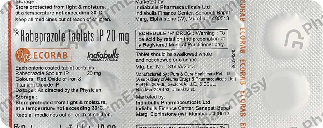 Ecorab 20 MG Tablet (10): Uses, Side Effects, Price & Dosage | PharmEasy