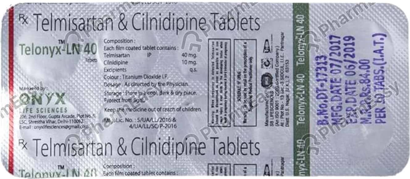 Telonyx Ln 40mg Strip Of 10 Tablets: Uses, Side Effects, Price & Dosage ...