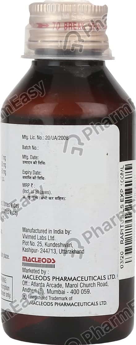 Rapitus Ls Exp 100ml: Uses, Side Effects, Price & Dosage | PharmEasy