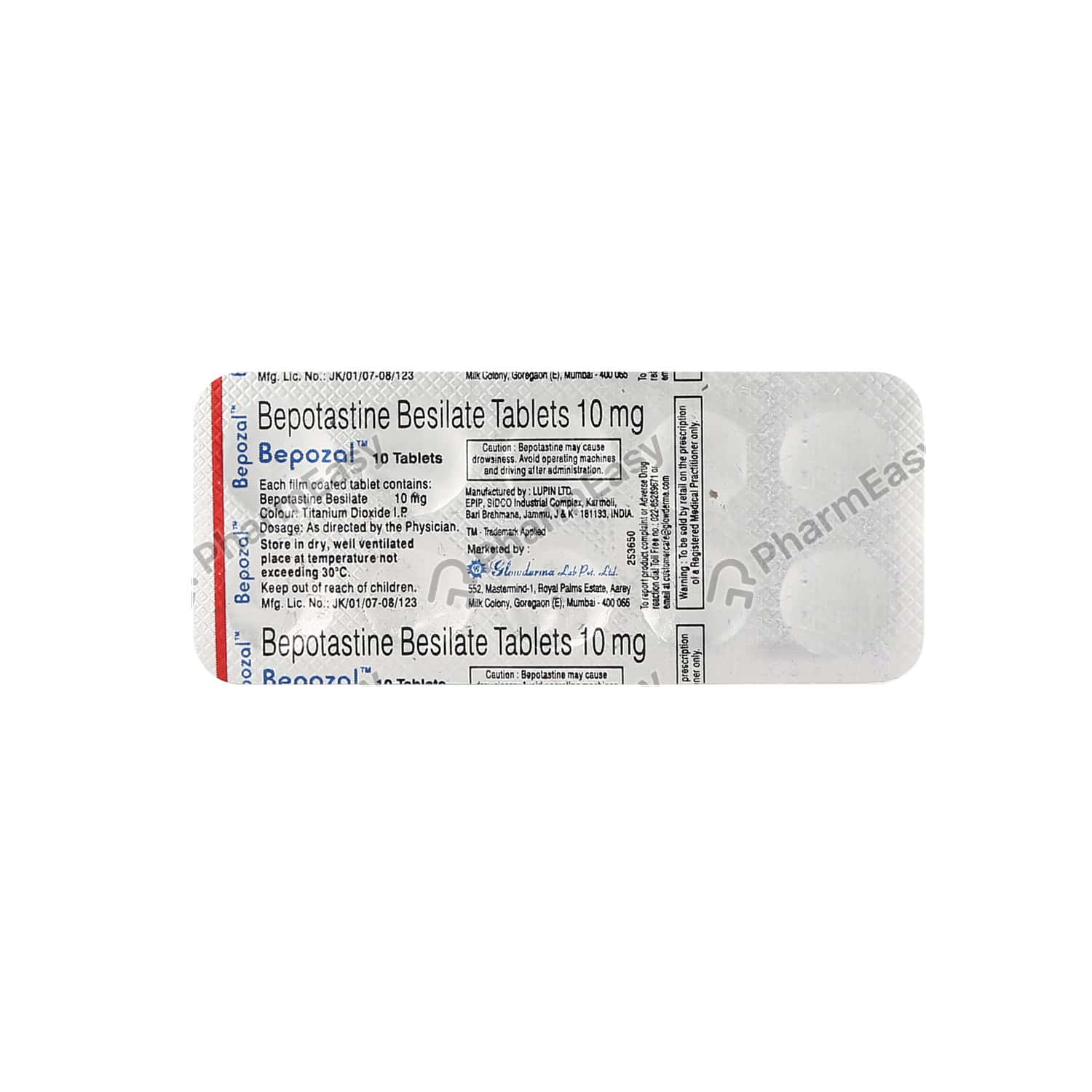 Buy Bepozal 10 MG Tablet (10) Online at Flat 18% OFF* | PharmEasy