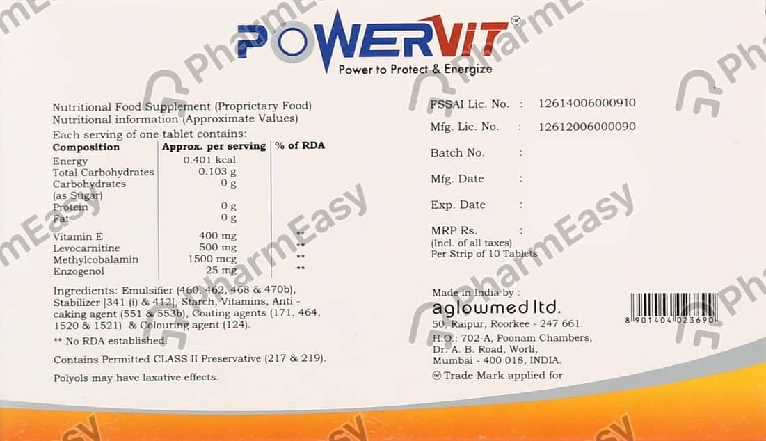 Buy Powervit Strip Of 10 Tablets Online at Flat 15% OFF | PharmEasy