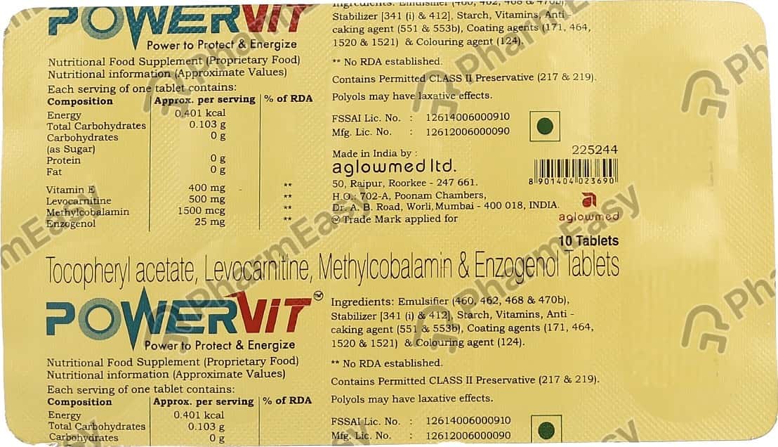 Buy Powervit Strip Of 10 Tablets Online at Flat 15% OFF | PharmEasy