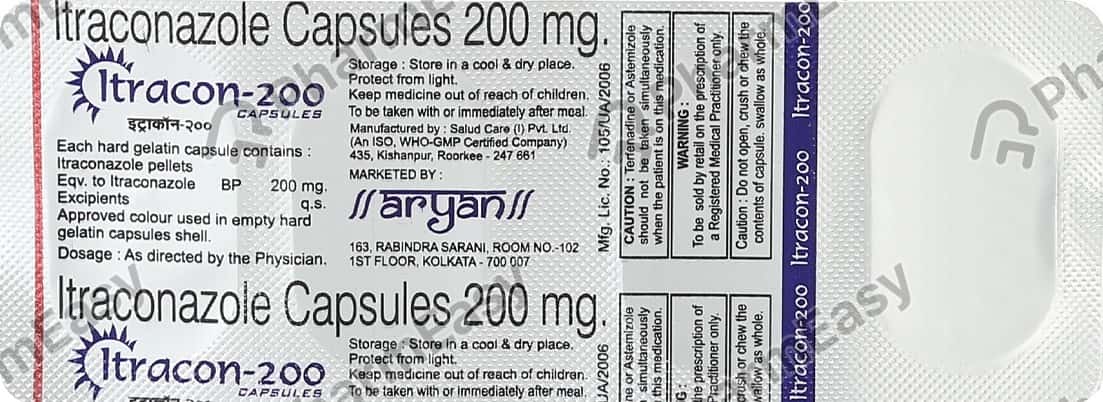 Itracon 200 MG Capsule (4): Uses, Side Effects, Price & Dosage | PharmEasy