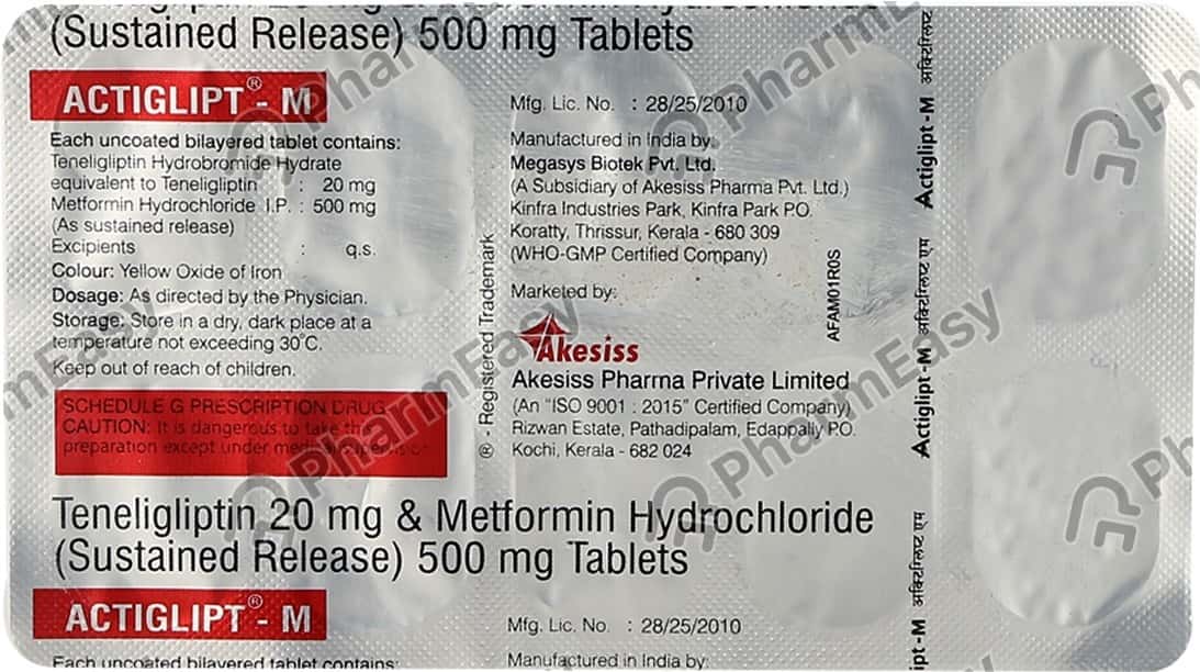 Actiglipt M Strip Of 10 Tablets: Uses, Side Effects, Price & Dosage ...