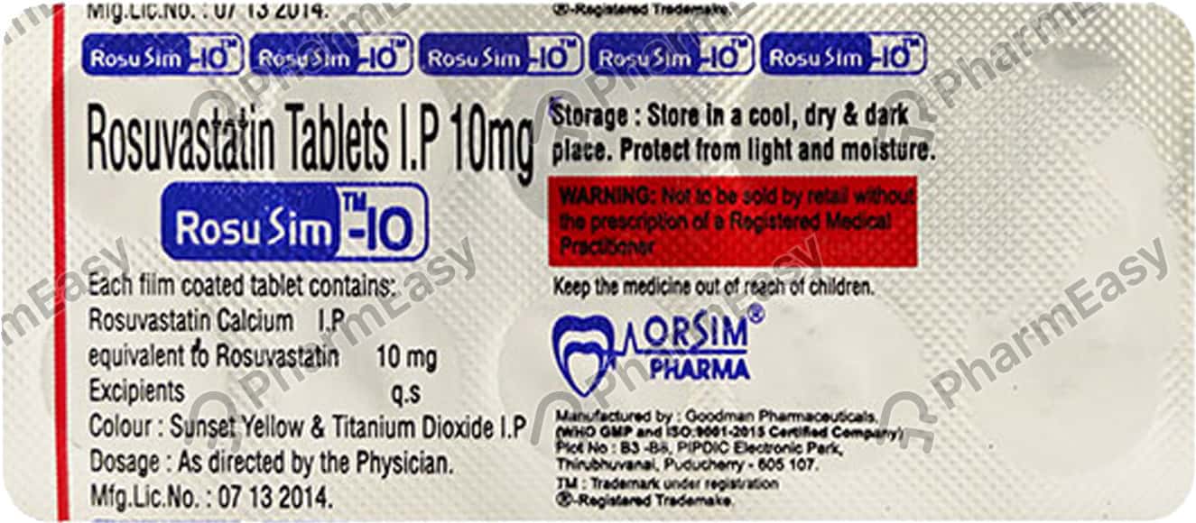 Rosusim 10 MG Tablet (10): Uses, Side Effects, Price & Dosage | PharmEasy