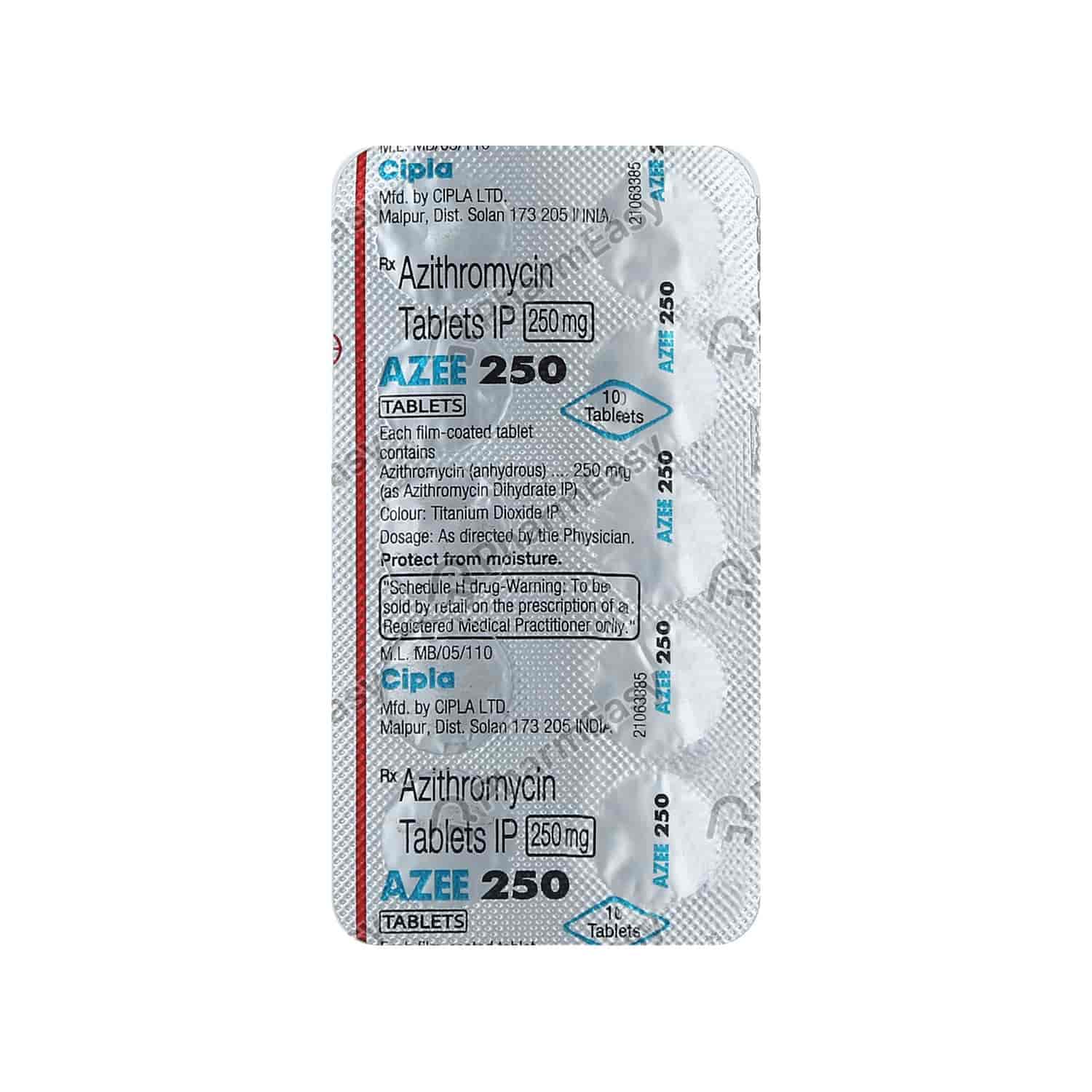 Buy Azee 250mg Strip Of 10 Tablets Online at flat 15% off | PharmEasy