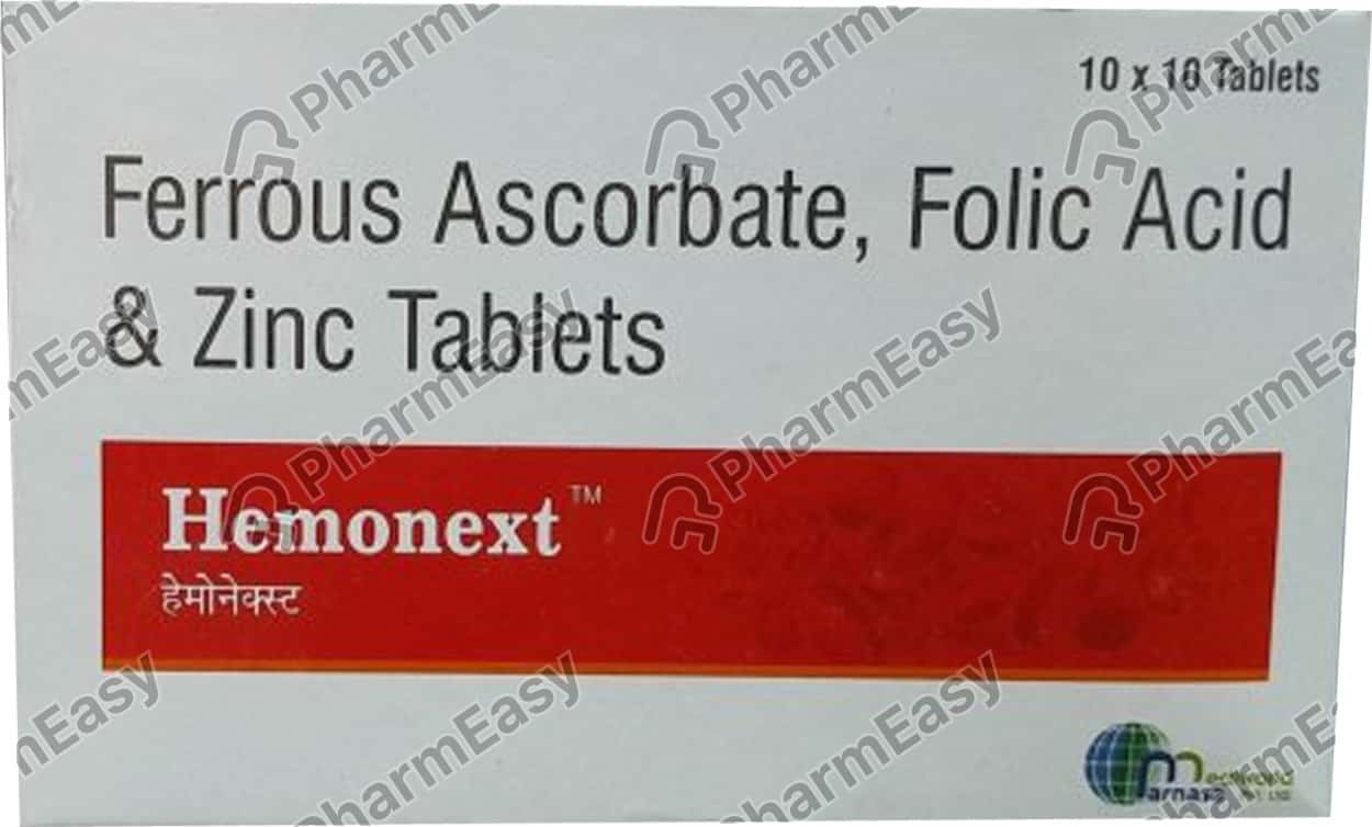 Hemonext Strip Of 10 Tablets: Uses, Side Effects, Price & Dosage ...