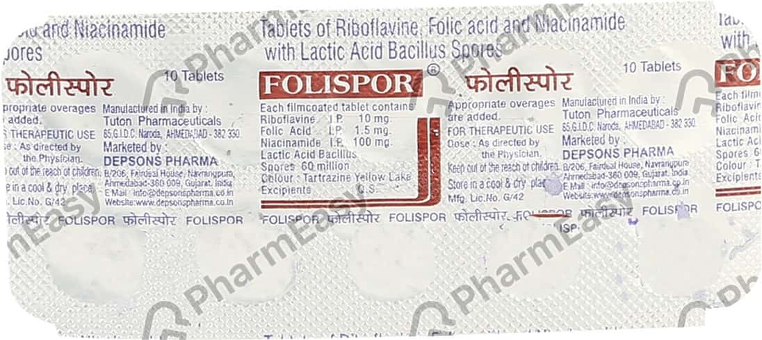 Buy Folispor Strip Of 10 Tablets Online at Flat 15% OFF | PharmEasy