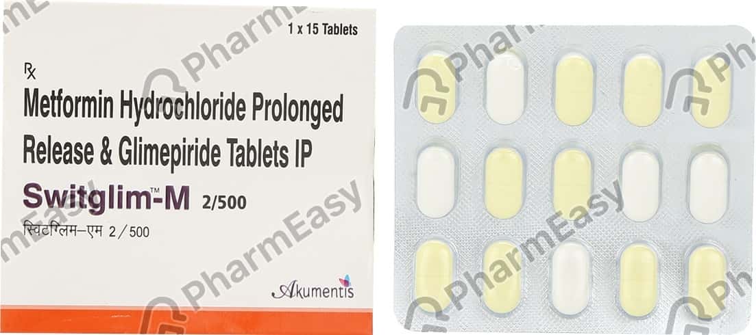 Switglim M 2mg/500mg Strip Of 15 Tablets: Uses, Side Effects, Price ...