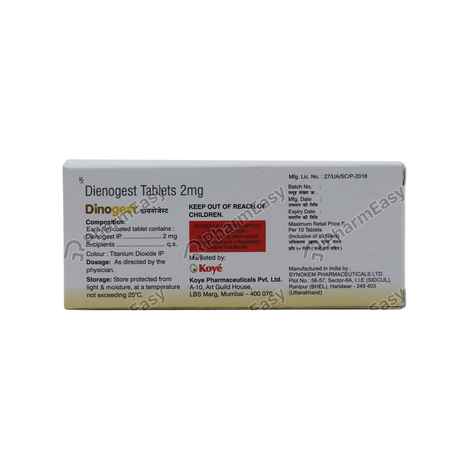 Buy Dinogest 2 MG Tablet (10) Online at Flat 18% OFF* | PharmEasy