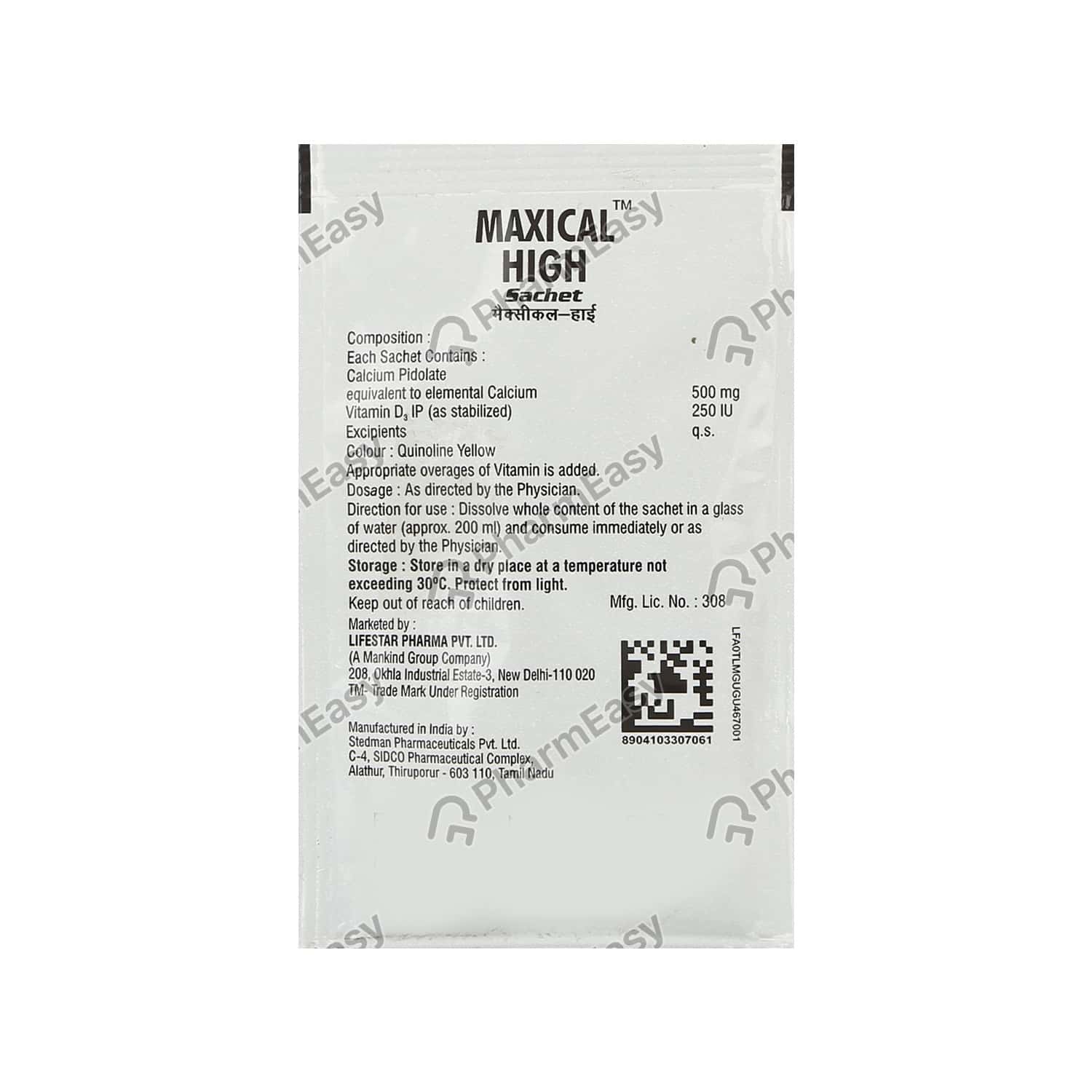 Maxical High 500 MG Oral Powder (7.25) - Uses, Side Effects, Dosage ...