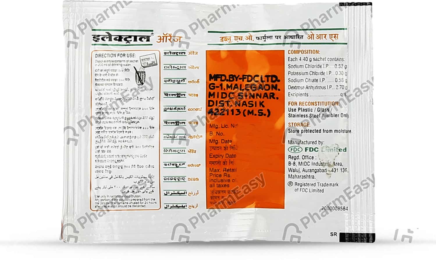 Electral Orange Flavour Sachet Of 4.4gm Powder: Uses, Side Effects ...