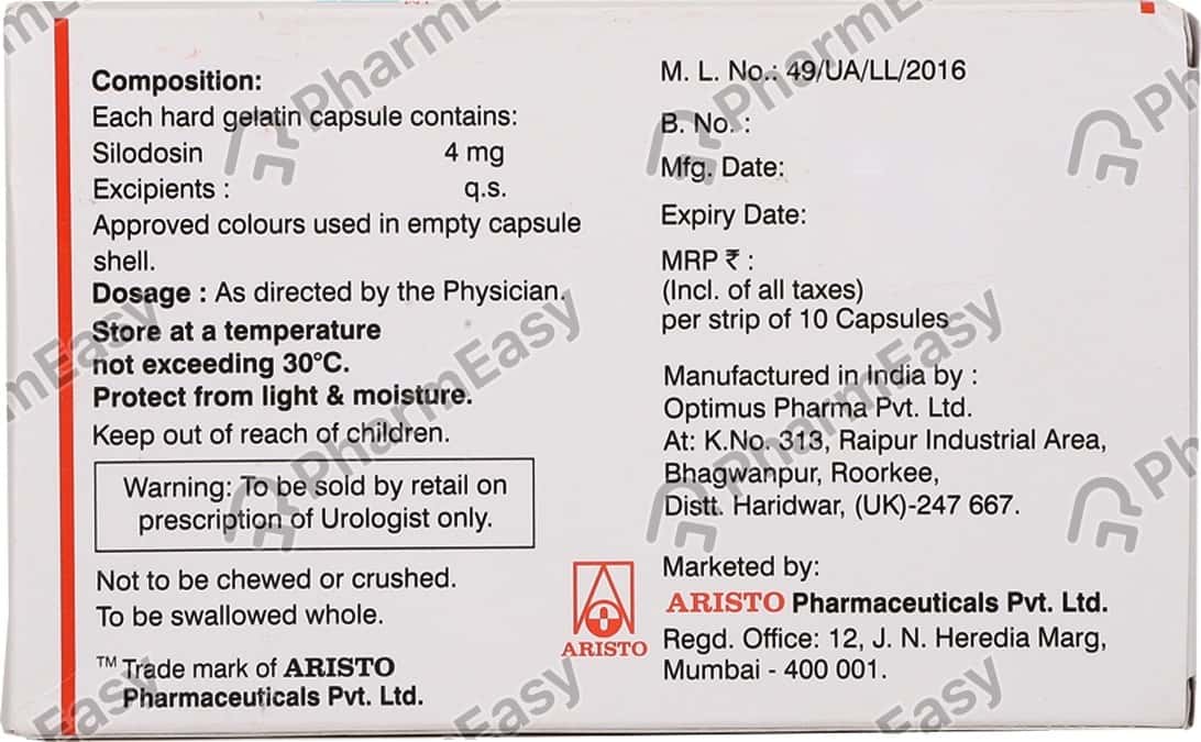 Prostagard 4 MG Capsule (10): Uses, Side Effects, Price & Dosage ...