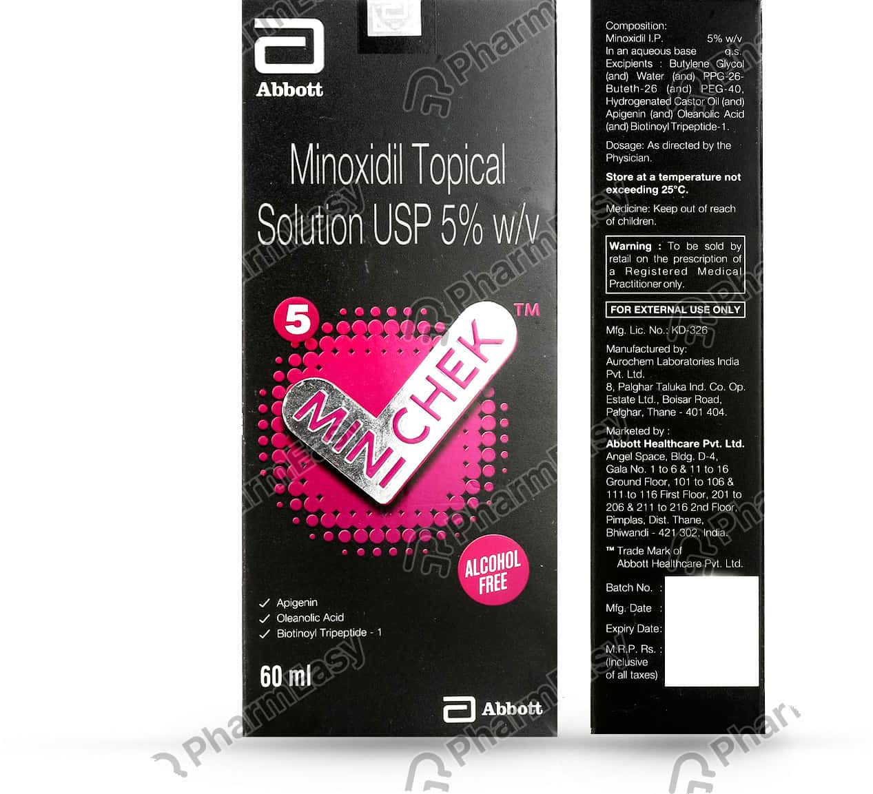 Minichek 5 %W/V Skin Solution (60): Uses, Side Effects, Price & Dosage ...