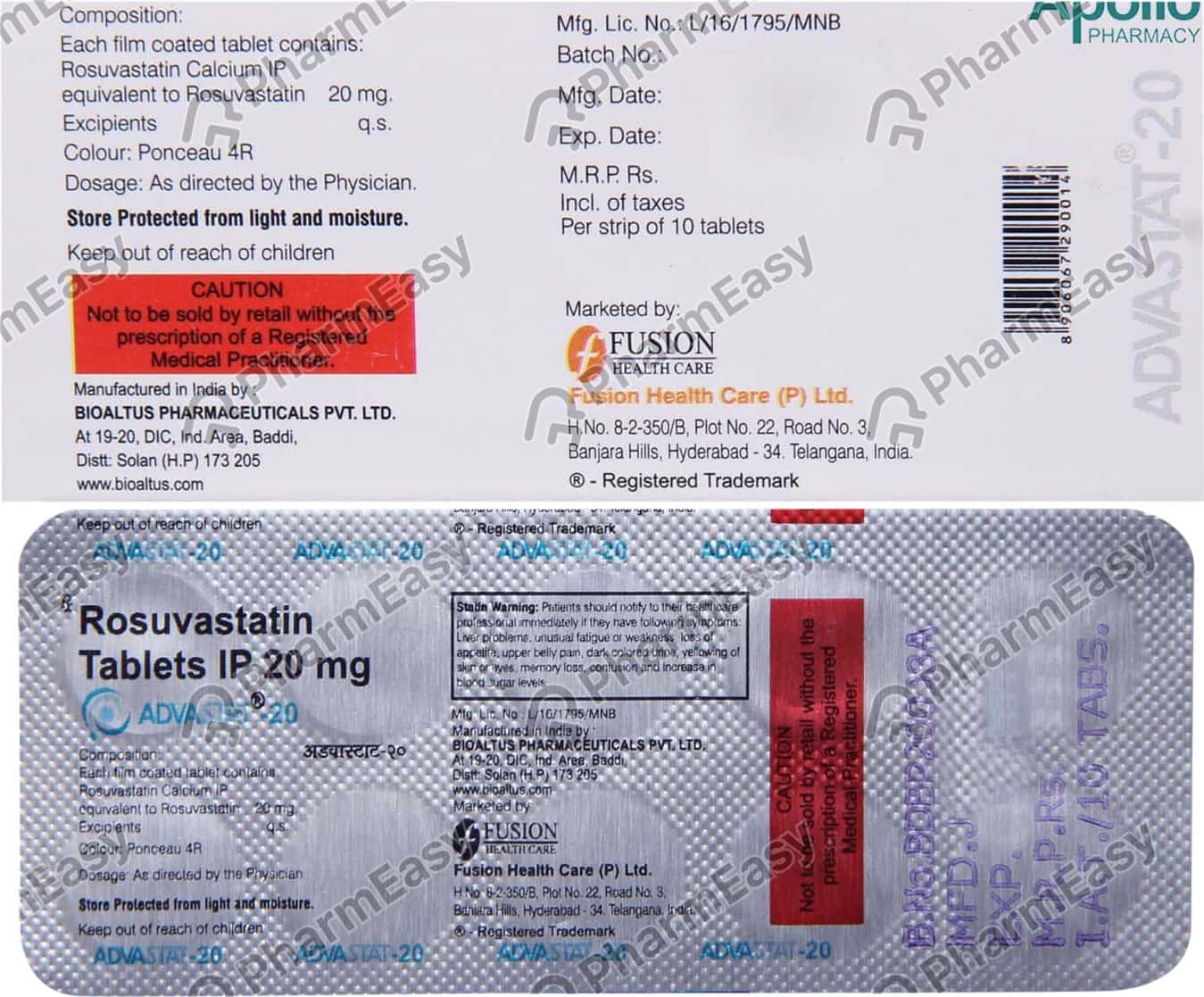 Advastat 20 MG Tablet (10): Uses, Side Effects, Price & Dosage | PharmEasy