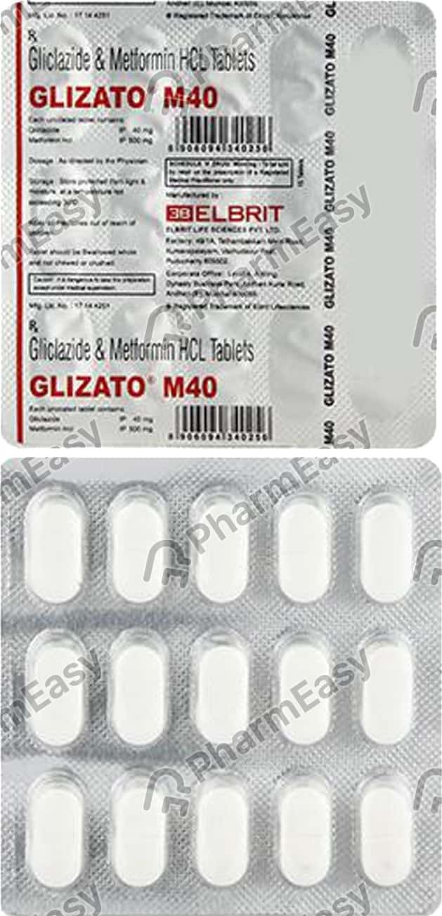 Glizato M 40mg Strip Of 15 Tablets: Uses, Side Effects, Price & Dosage ...