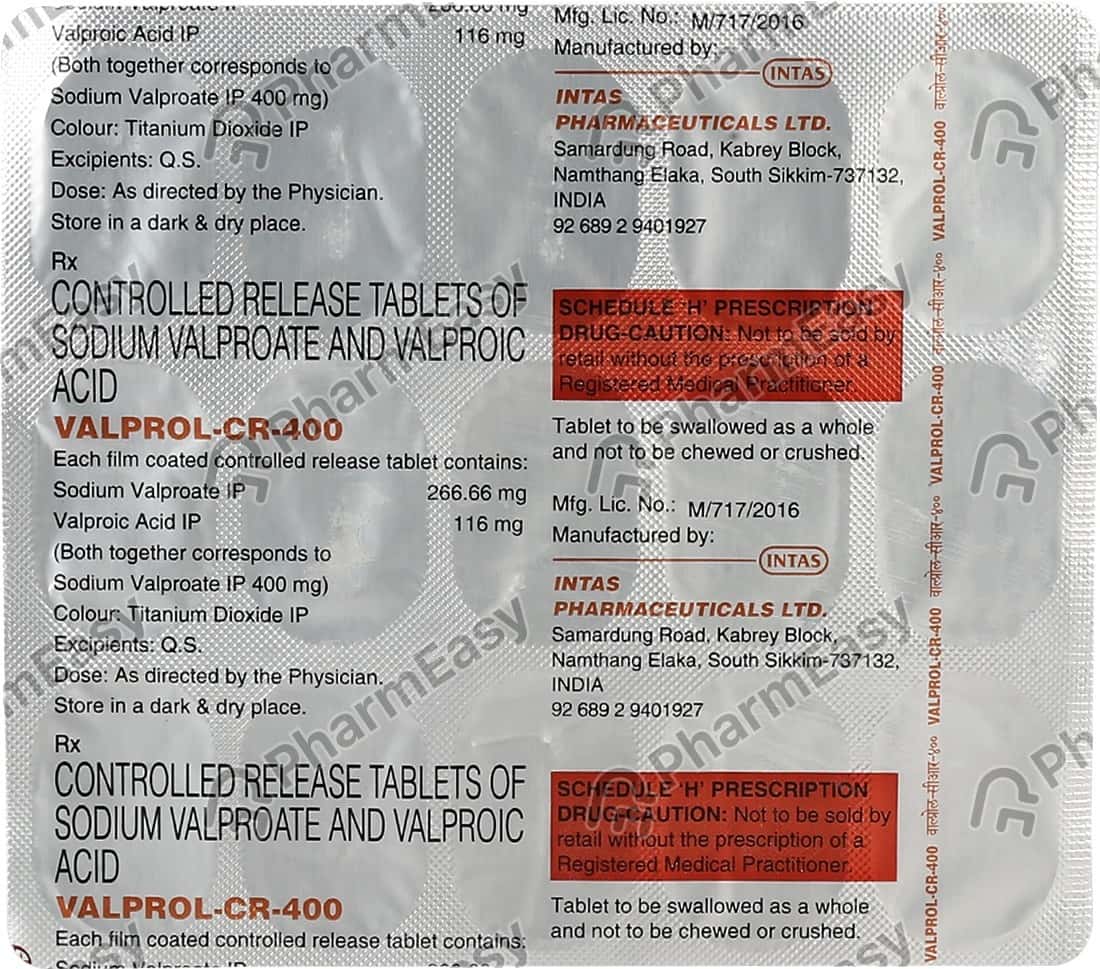 Valprol Cr 400mg Strip Of 15 Tablets: Uses, Side Effects, Price ...