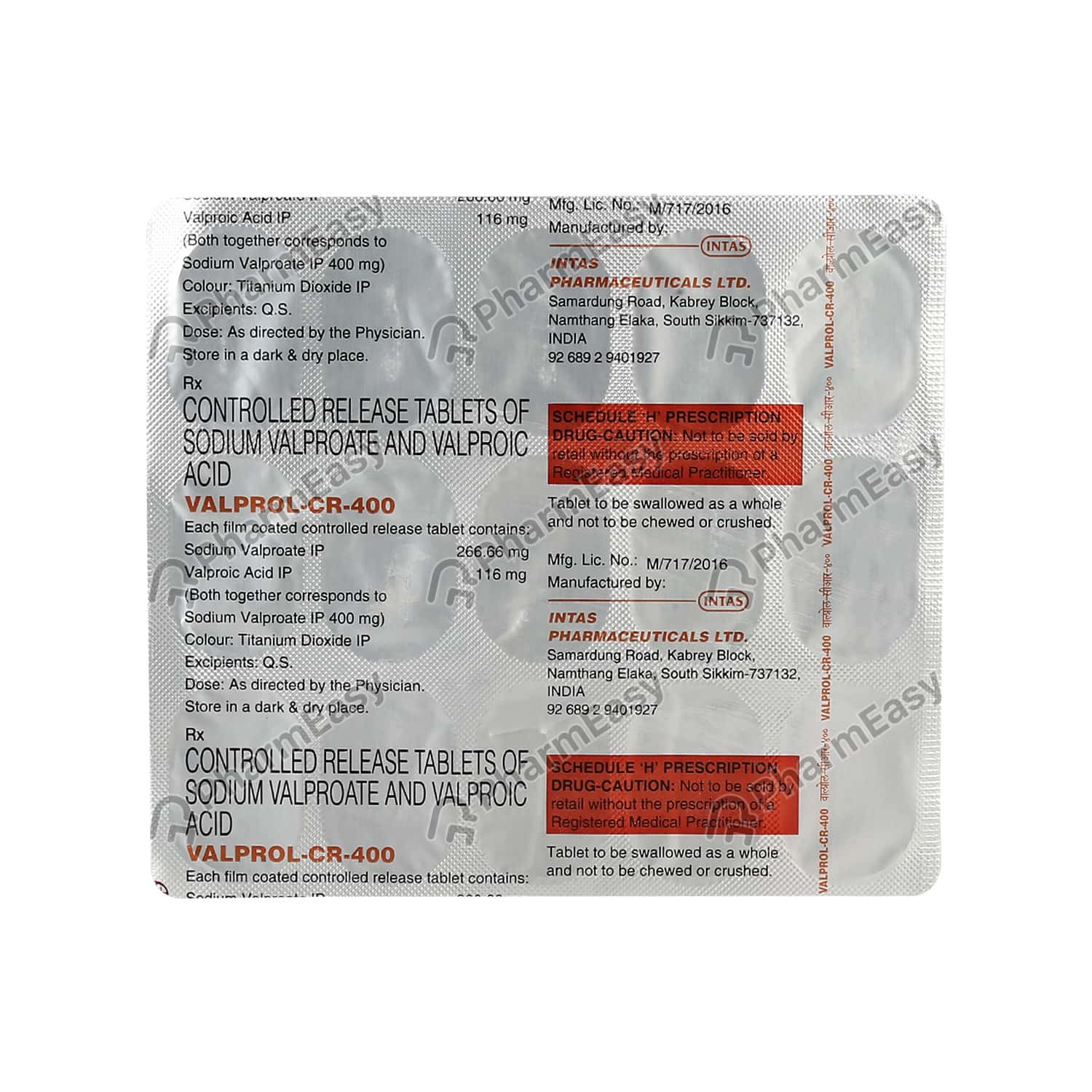 Valprol Cr 400mg Tab 15'S - Uses, Side Effects, Dosage, Composition ...