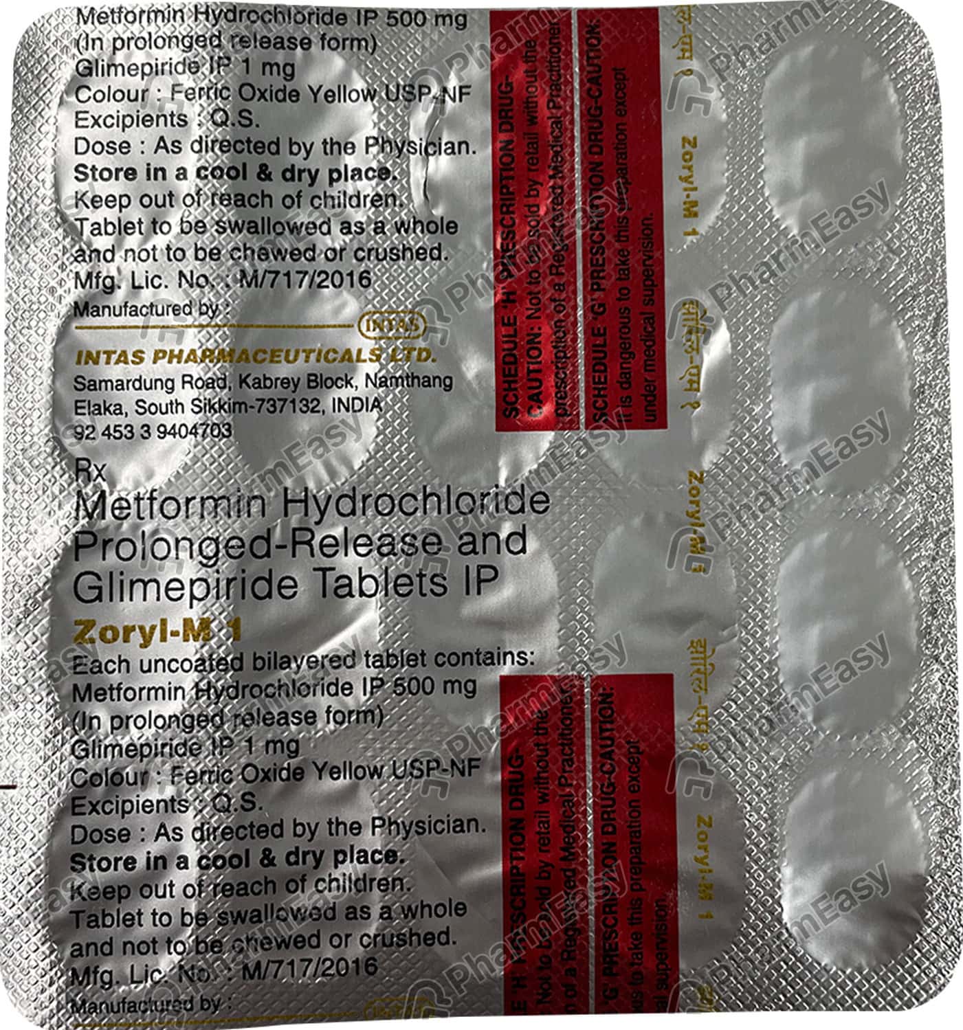 Zoryl-M 1 Tablet: Uses, Side-effects, Price, Dosage & More Info - PharmEasy