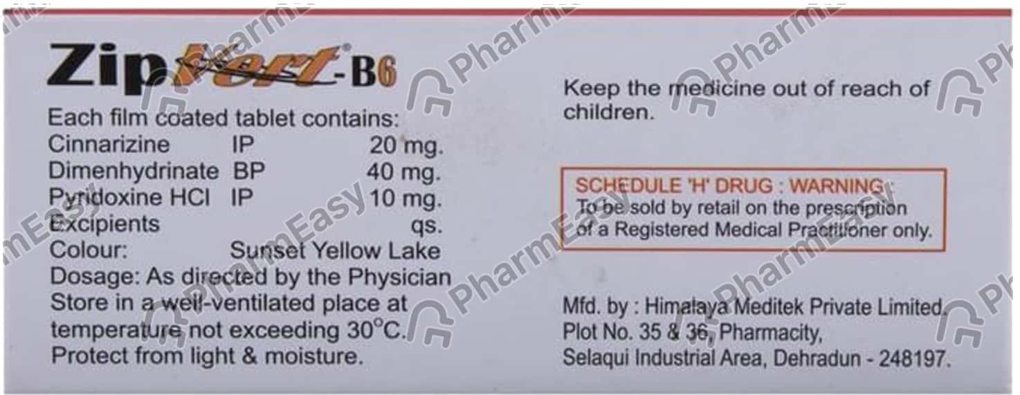 Buy Zipvert B6 Strip Of 10 Tablets Online at Flat 15% OFF | PharmEasy