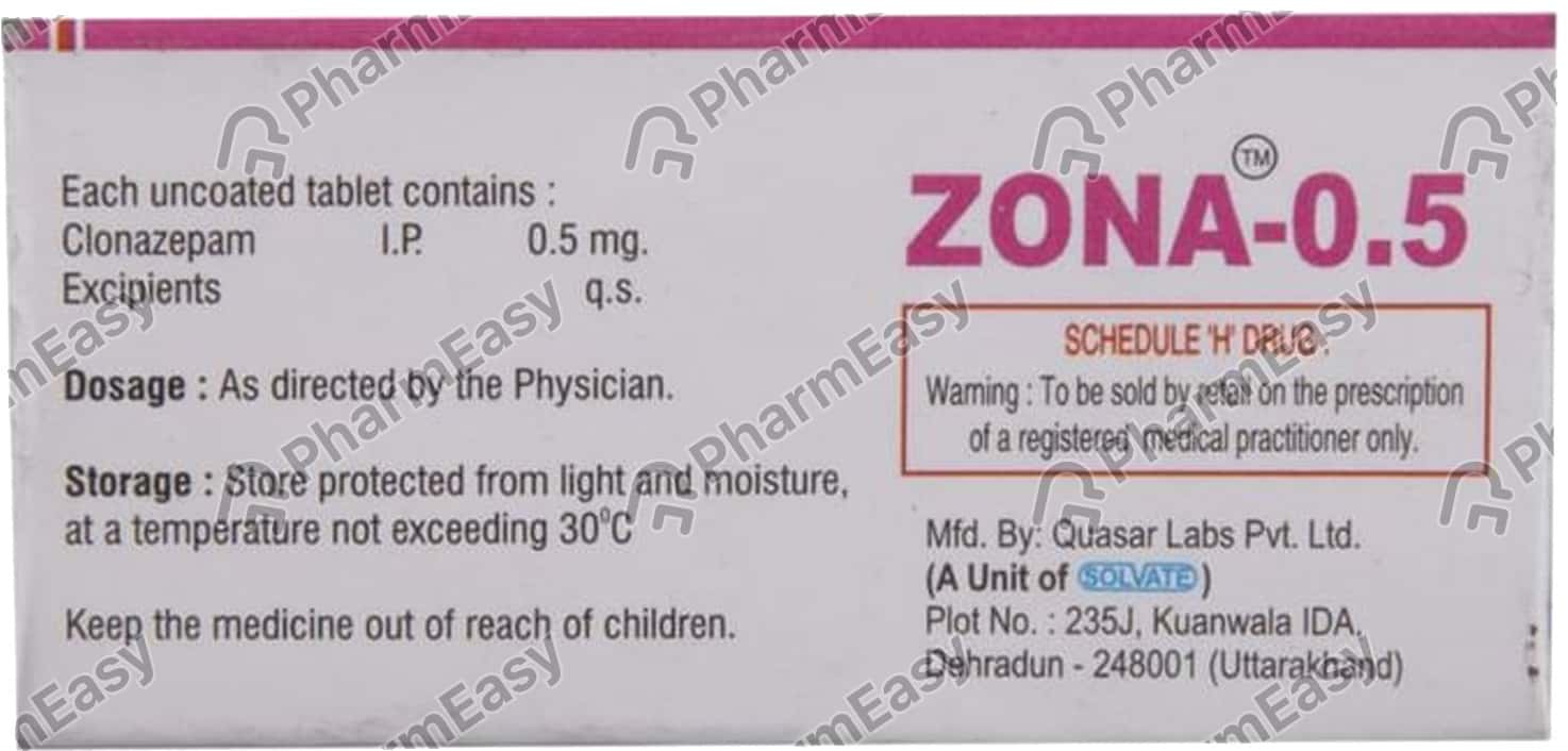 Zona 0.5 MG Tablet (10): Uses, Side Effects, Price & Dosage | PharmEasy