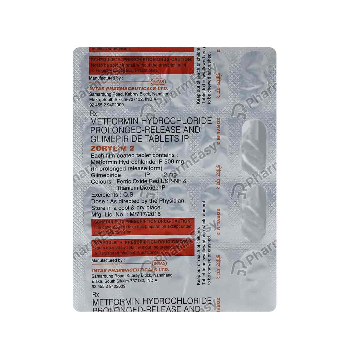 Zoryl M 2mg Tab 20'S - Uses, Side Effects, Dosage, Composition & Price ...