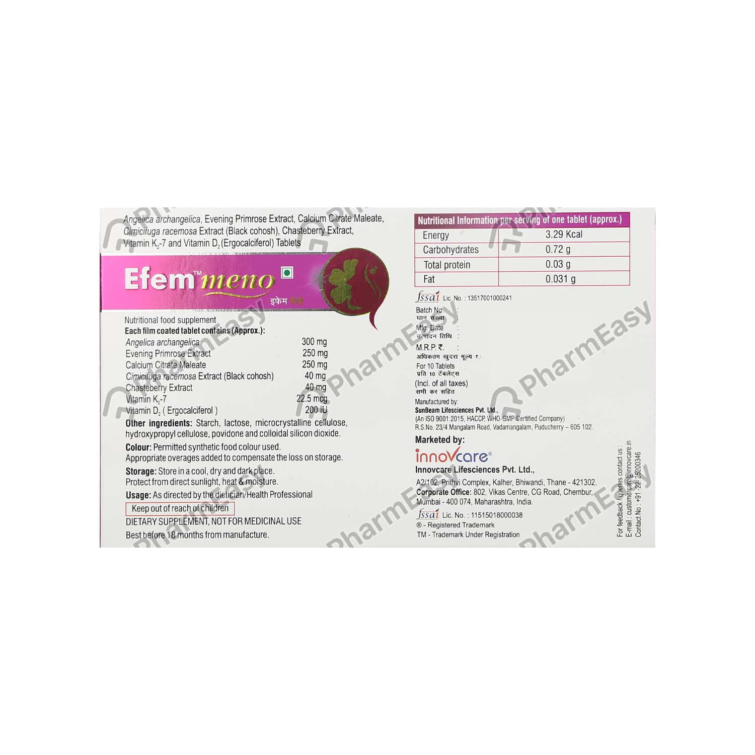 Buy Efem Meno Tablet (10) Online at Flat 18% OFF* | PharmEasy