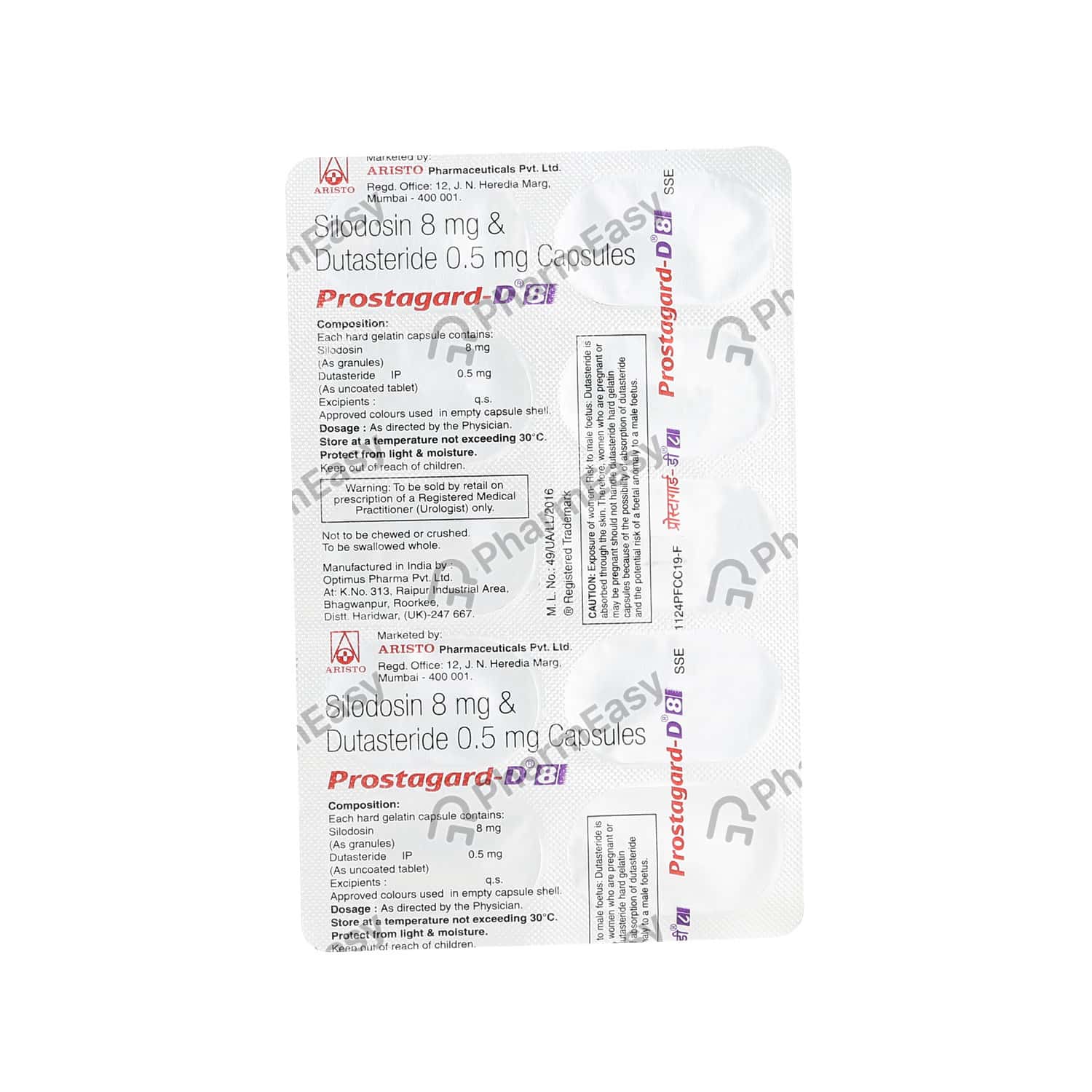 Prostagard D 8mg/0.5mg Strip Of 10 Capsules: Uses, Side Effects, Price ...