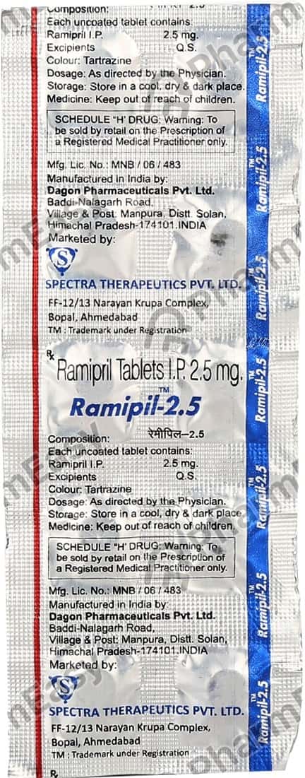Ramipil 2.5 MG Tablet (10): Uses, Side Effects, Price & Dosage | PharmEasy