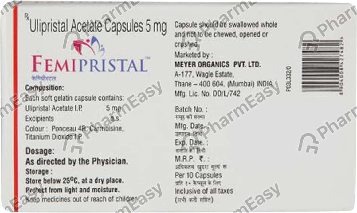 Buy Femipristal 5 MG Capsule (10) Online at Flat 15% OFF | PharmEasy