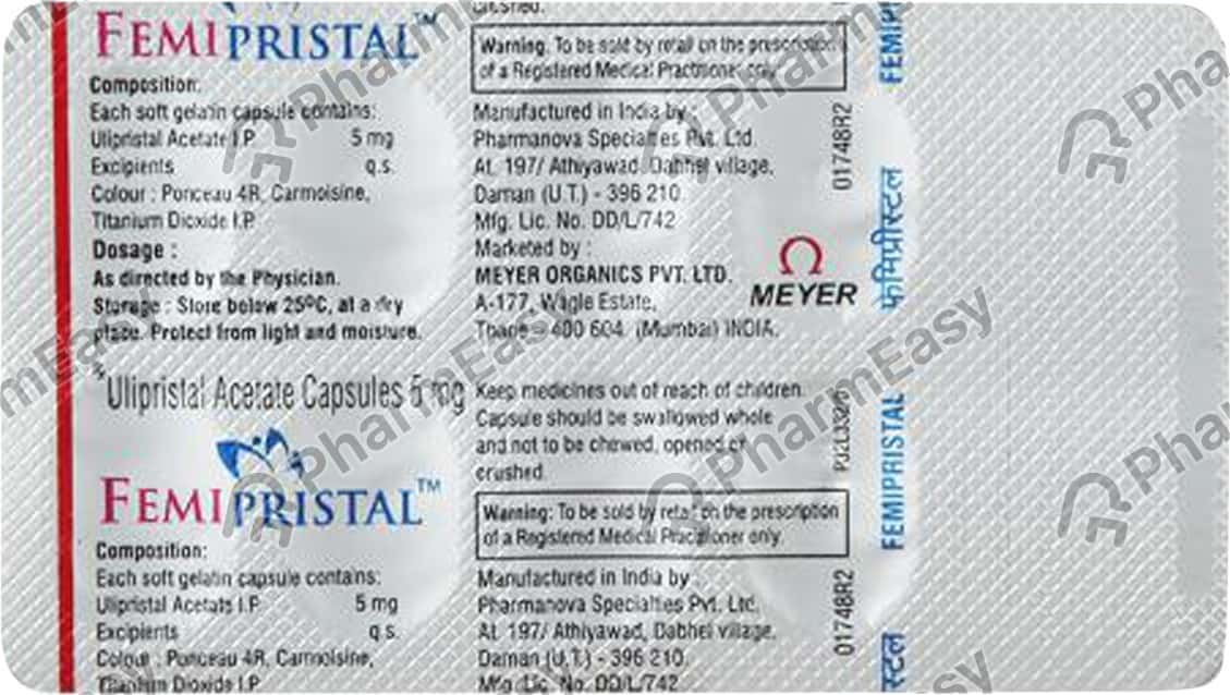 Buy Femipristal 5 MG Capsule (10) Online at Flat 15% OFF | PharmEasy
