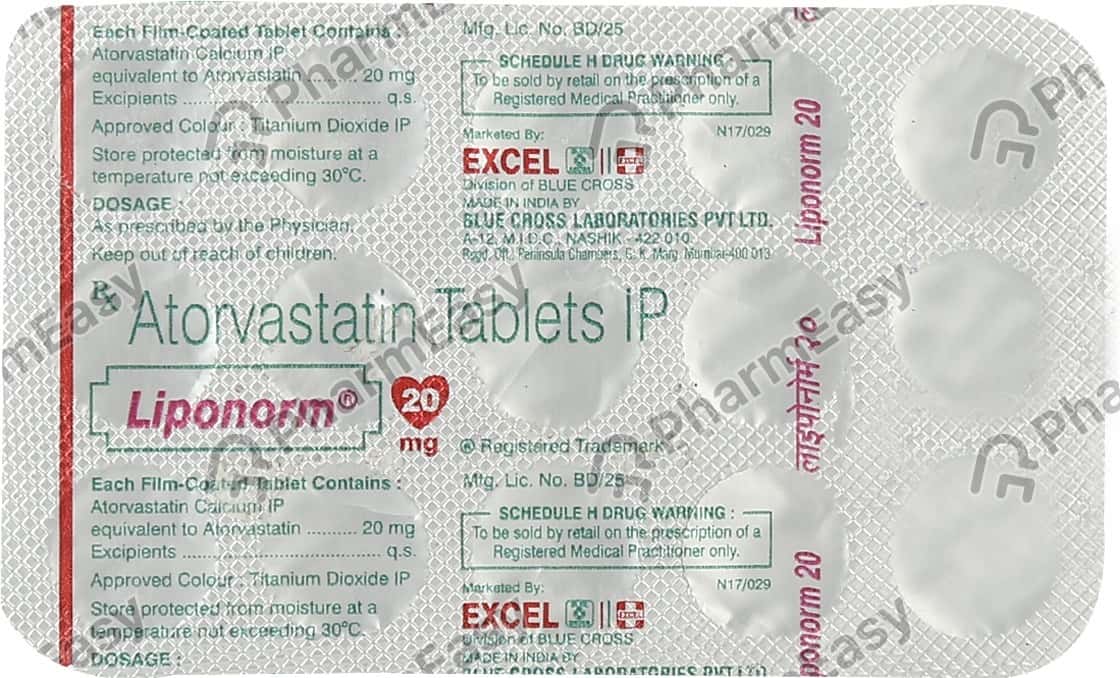Liponorm 20 MG Tablet (15): Uses, Side Effects, Price & Dosage | PharmEasy