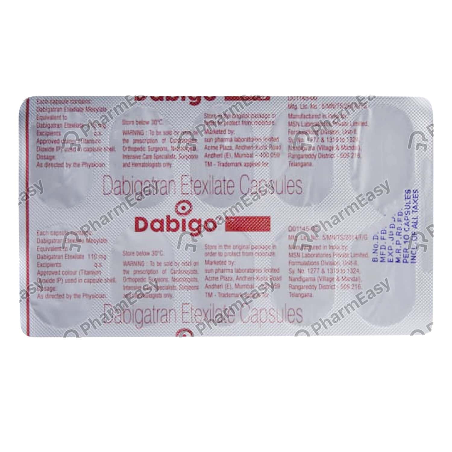 Dabigo 110 MG Capsule (10) - Uses, Side Effects, Dosage, Composition ...