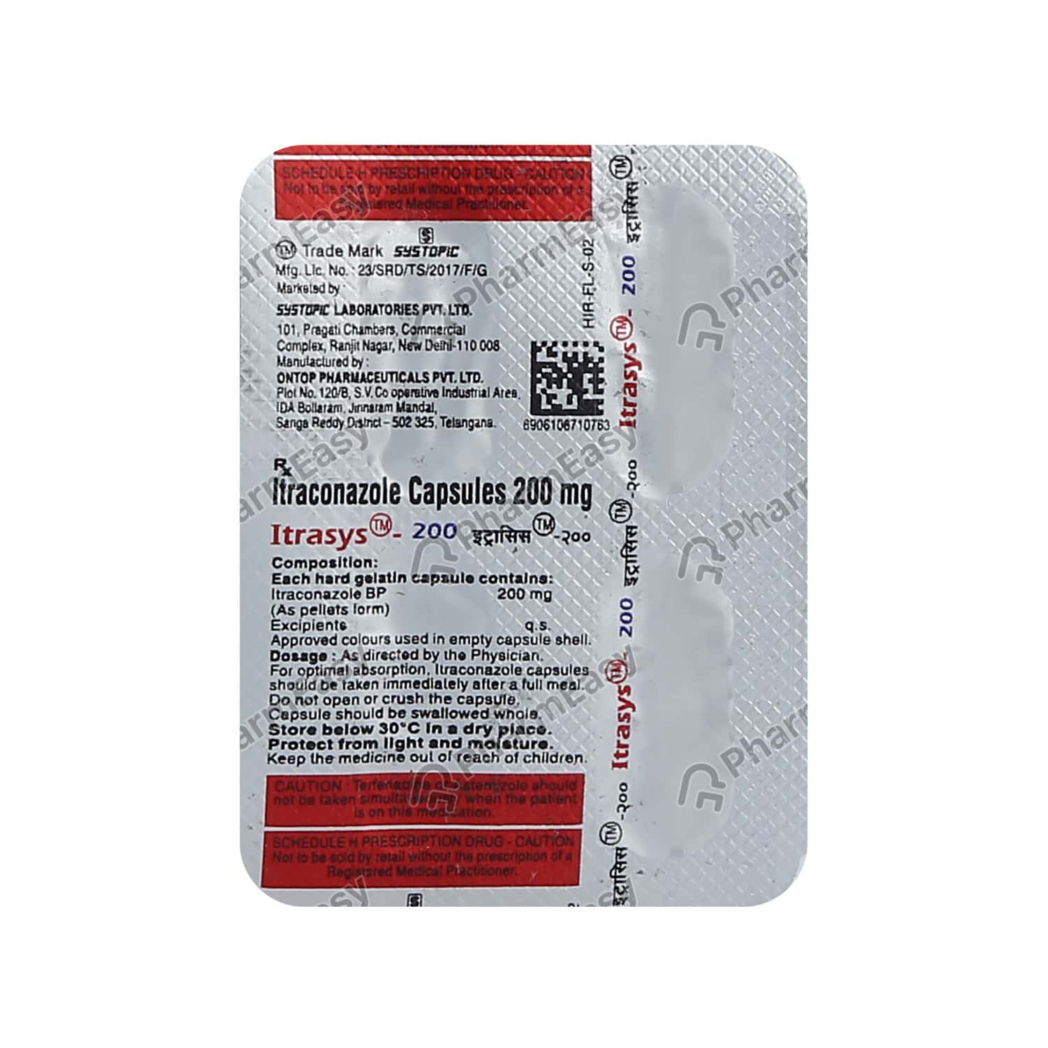 Itrasys 200 MG Capsule (4) - Uses, Side Effects, Dosage, Composition ...