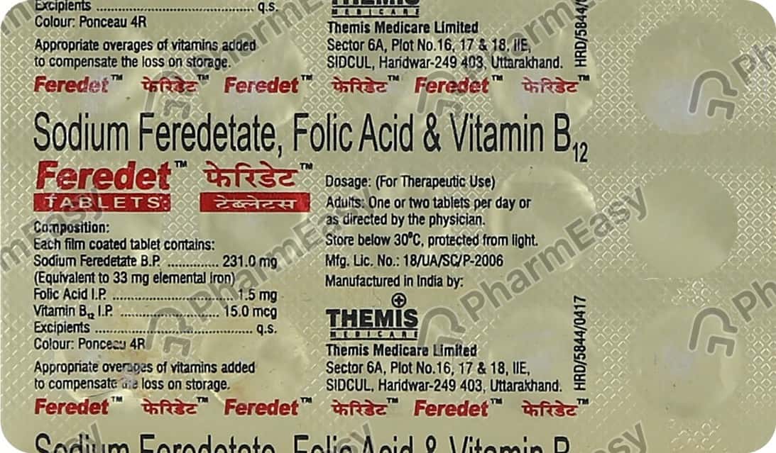 Feredet Strip Of 15 Tablets: Uses, Side Effects, Price & Dosage | PharmEasy