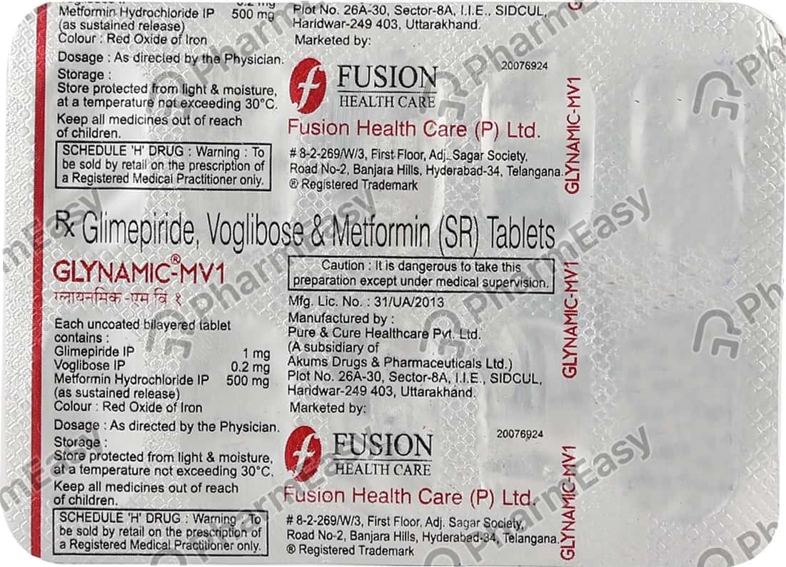 Glynamic Mv1 Strip Of 10 Tablets: Uses, Side Effects, Price & Dosage ...