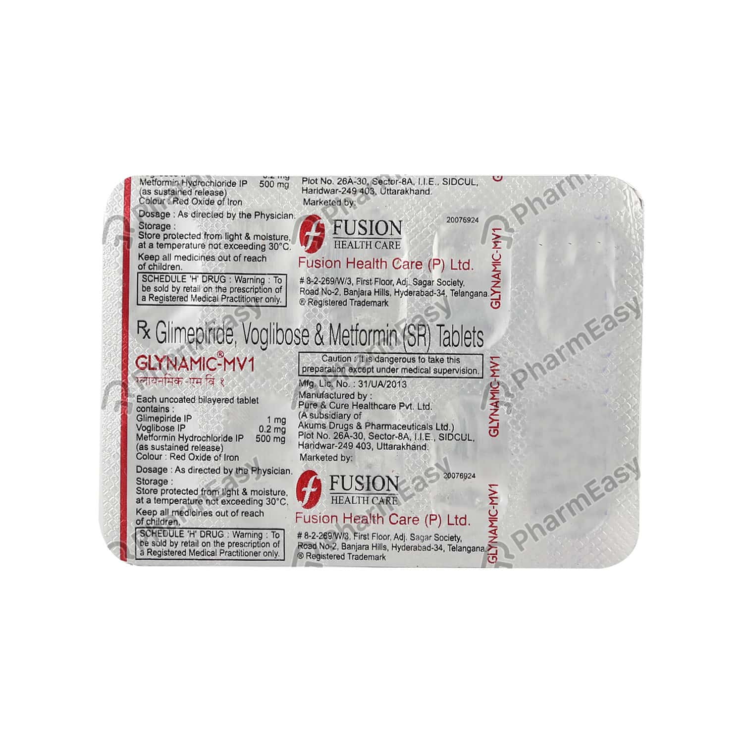 Glynamic Mv1 Tab 10'S - Uses, Side Effects, Dosage, Composition & Price ...