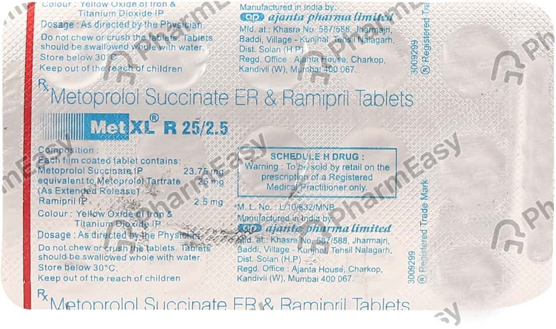 Met Xl R 25/2.5mg Strip Of 15 Tablets: Uses, Side Effects, Price ...