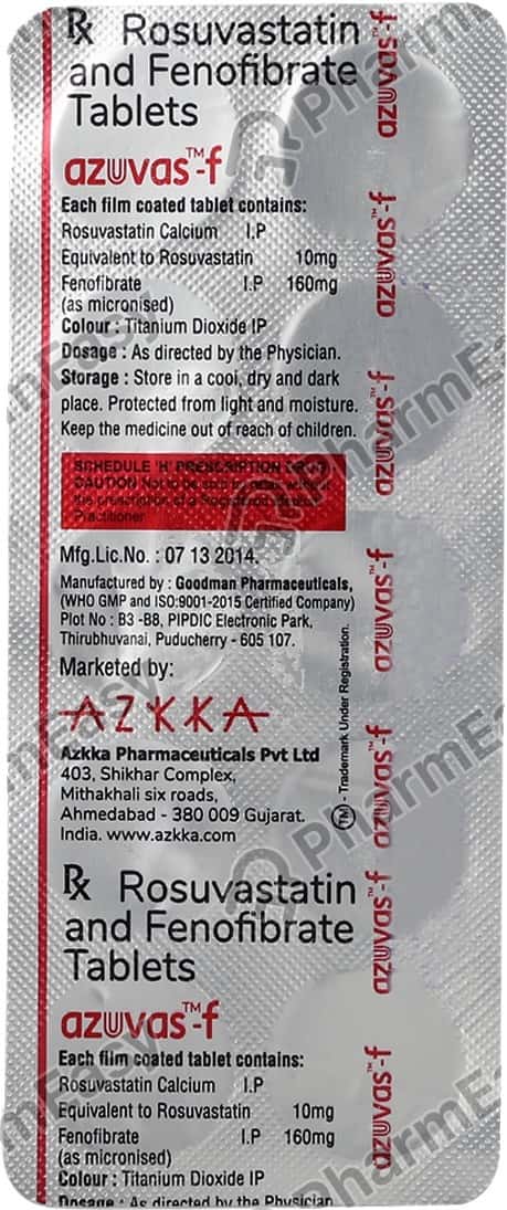 Azuvas F 10mg Strip Of 10 Tablets: Uses, Side Effects, Price & Dosage ...