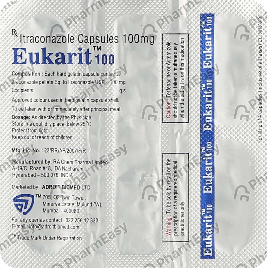 Eukarit 100 MG Capsule (4): Uses, Side Effects, Price & Dosage | PharmEasy