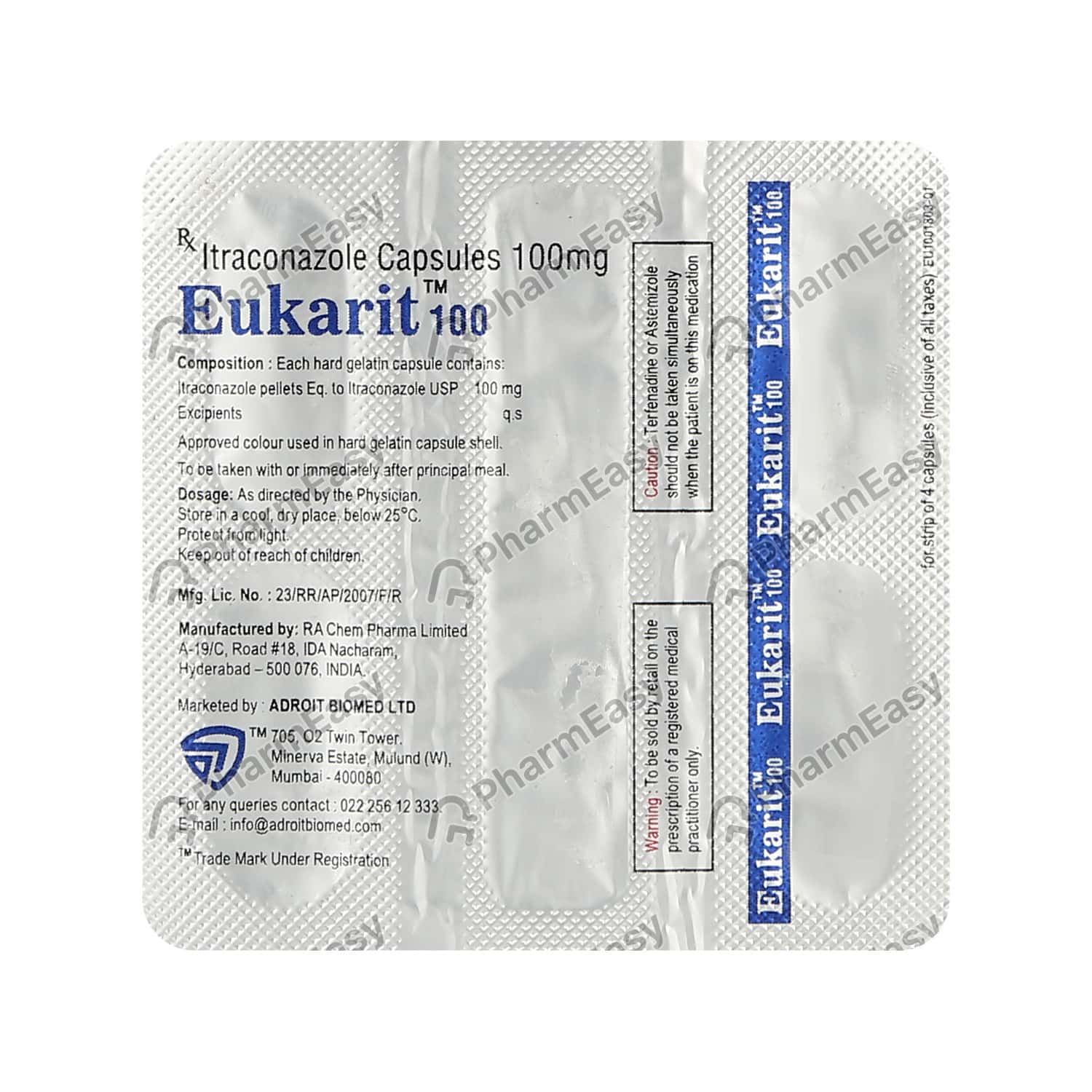 Buy Eukarit 100mg Strip Of 4 Capsules Online at Flat 18% OFF* | PharmEasy