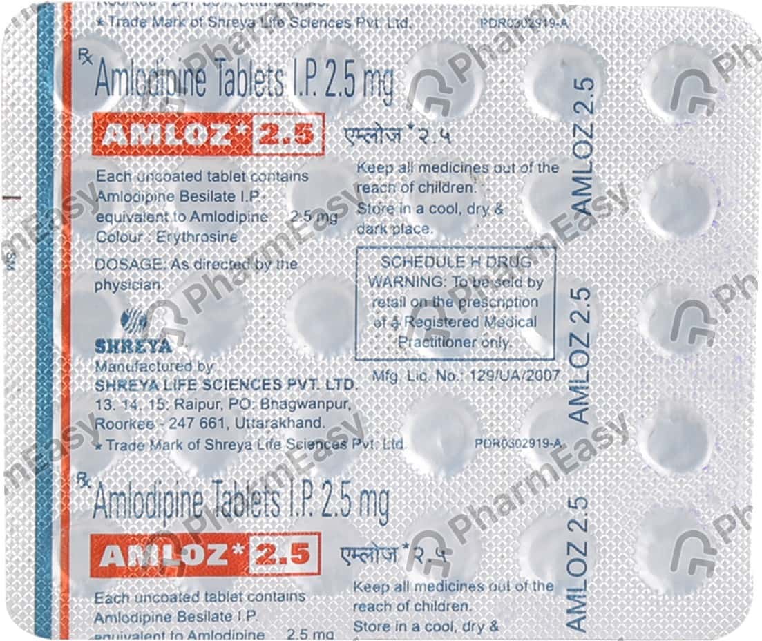 Amloz 2.5 MG Tablet (30): Uses, Side Effects, Price & Dosage | PharmEasy
