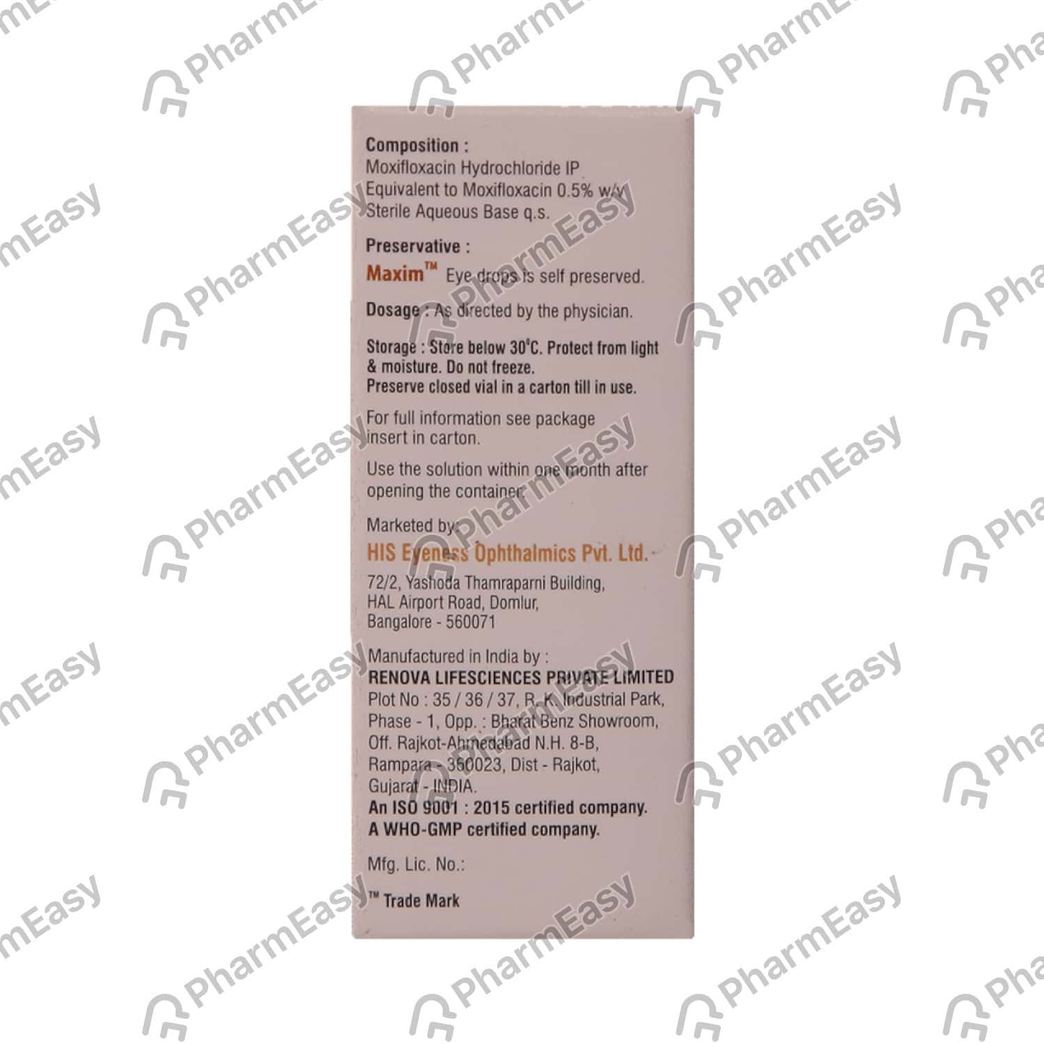 Maxim 0.5 % Eye Drop (5): Uses, Side Effects, Price & Dosage | PharmEasy