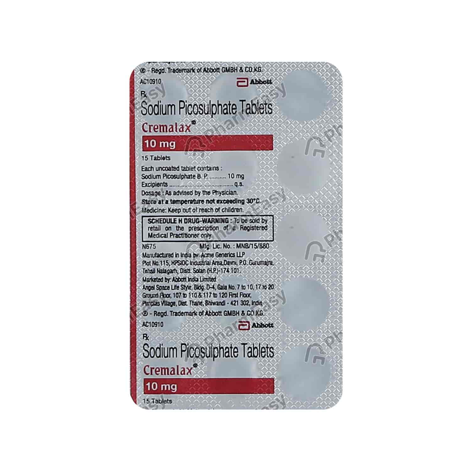 Buy Cremalax 10mg Strip Of 15 Tablets Online at flat 15% off | PharmEasy