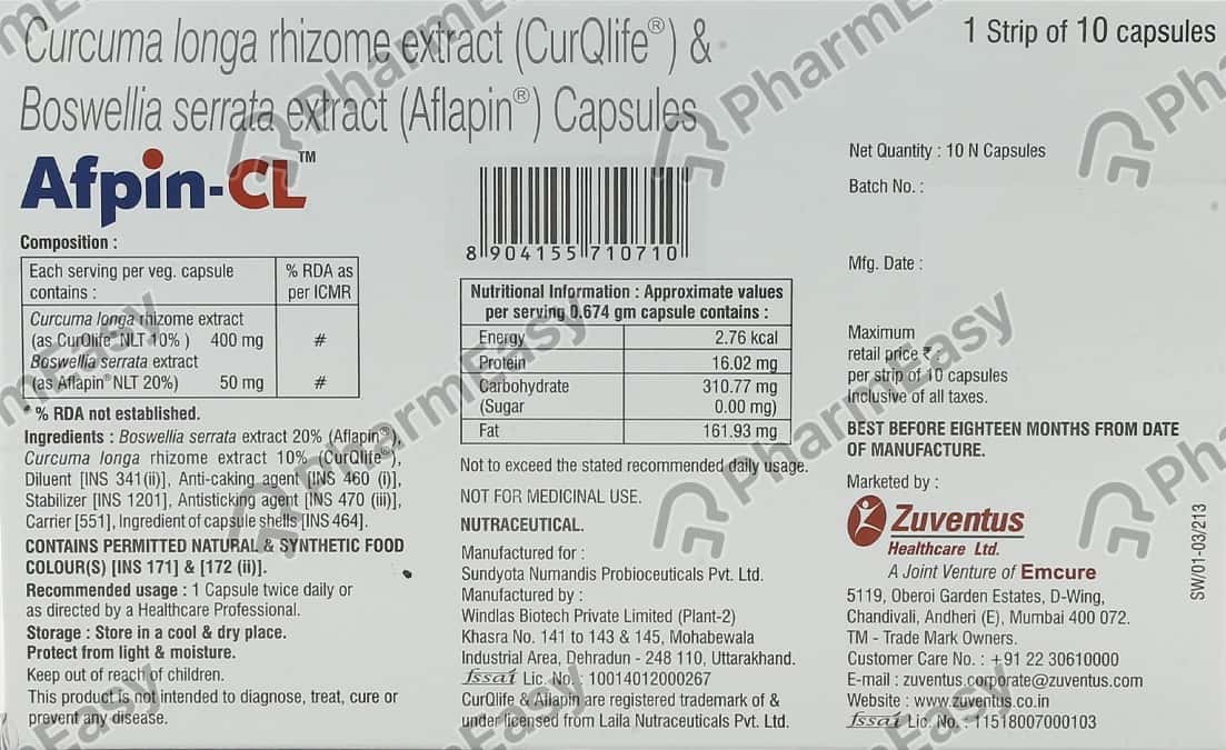 Buy Afpin Cl Strip Of 10 Capsules Online at Flat 15% OFF | PharmEasy