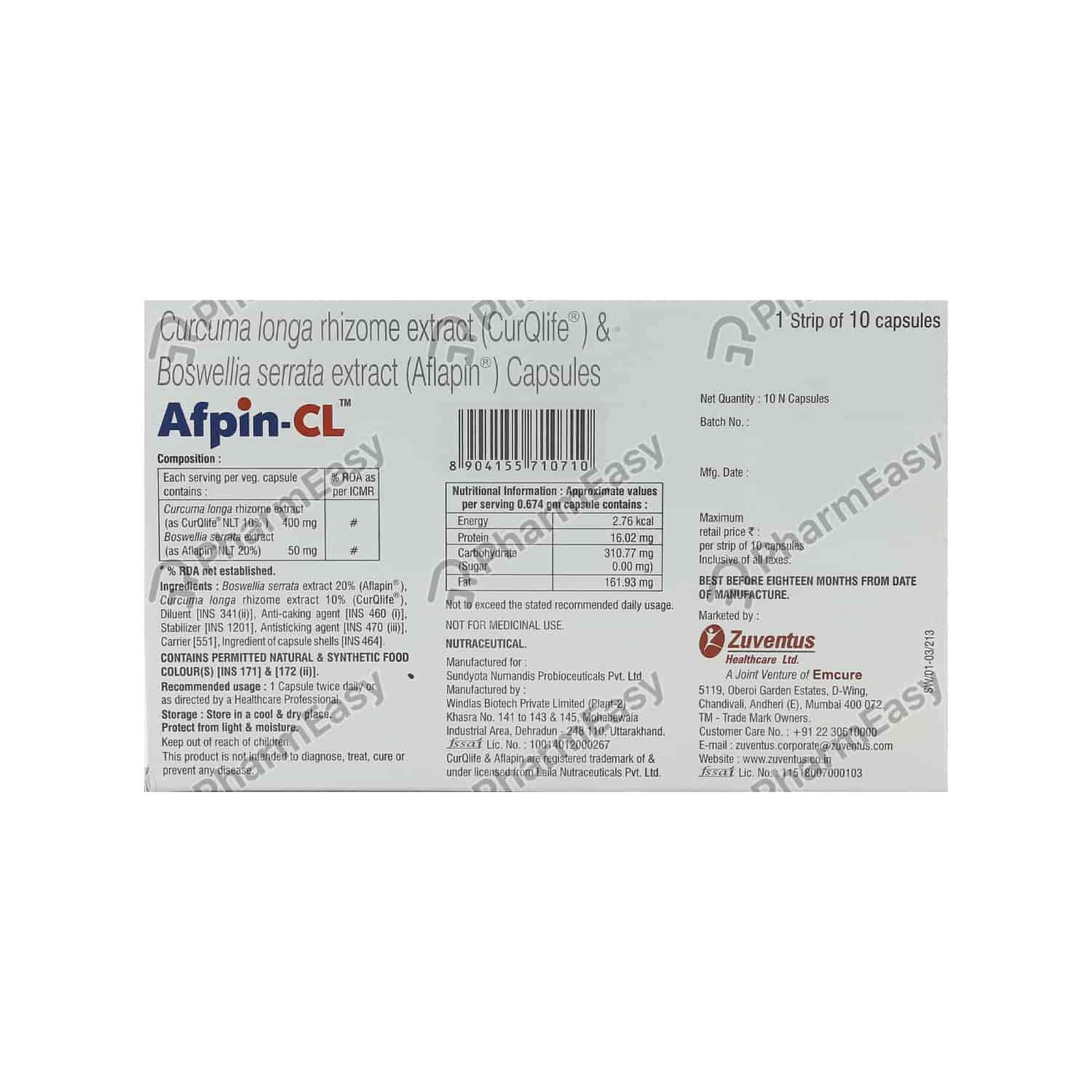 Buy Afpin Cl Cap 10'S Online at flat 15% off | PharmEasy