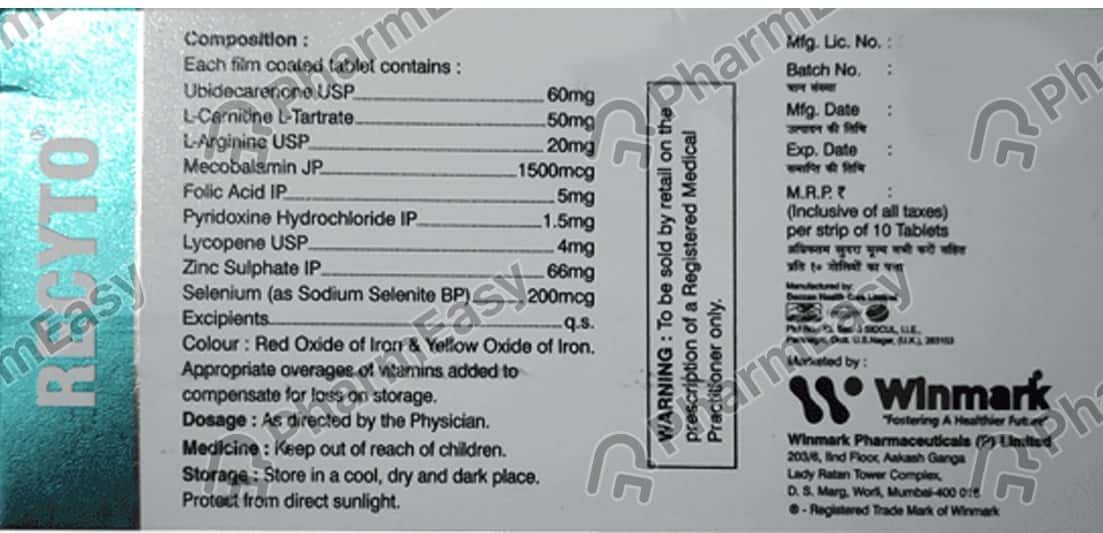 Buy Recyto Strip Of 10 Tablets Online at Flat 15% OFF | PharmEasy
