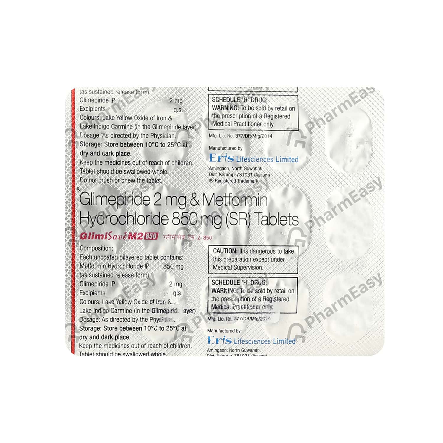 Glimisave M2 850mg Tab 15'S - Uses, Side Effects, Dosage, Composition ...